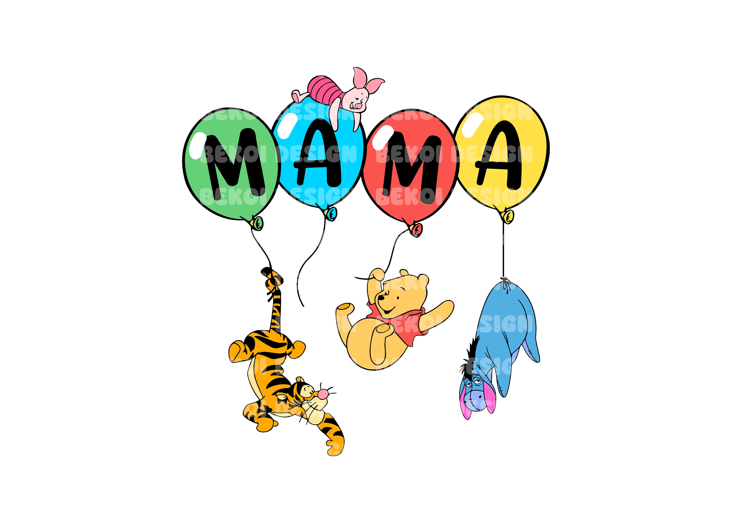 Winnie Balloon Mama Png, Winnie Mama Png, Winnie the Pooh Mama Png, Png ...