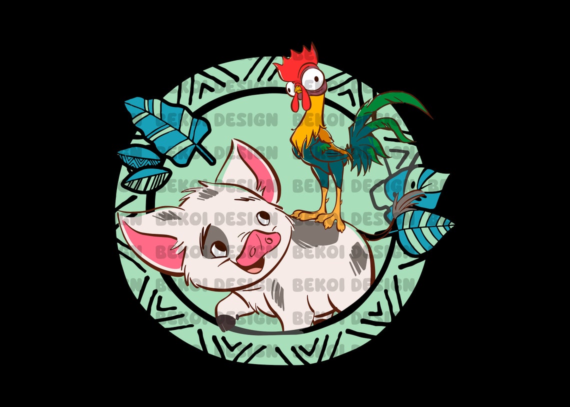 Retro Pua and Heihei Moana Png, Moana Png, Pua and Heihei Png, Pua Png ...