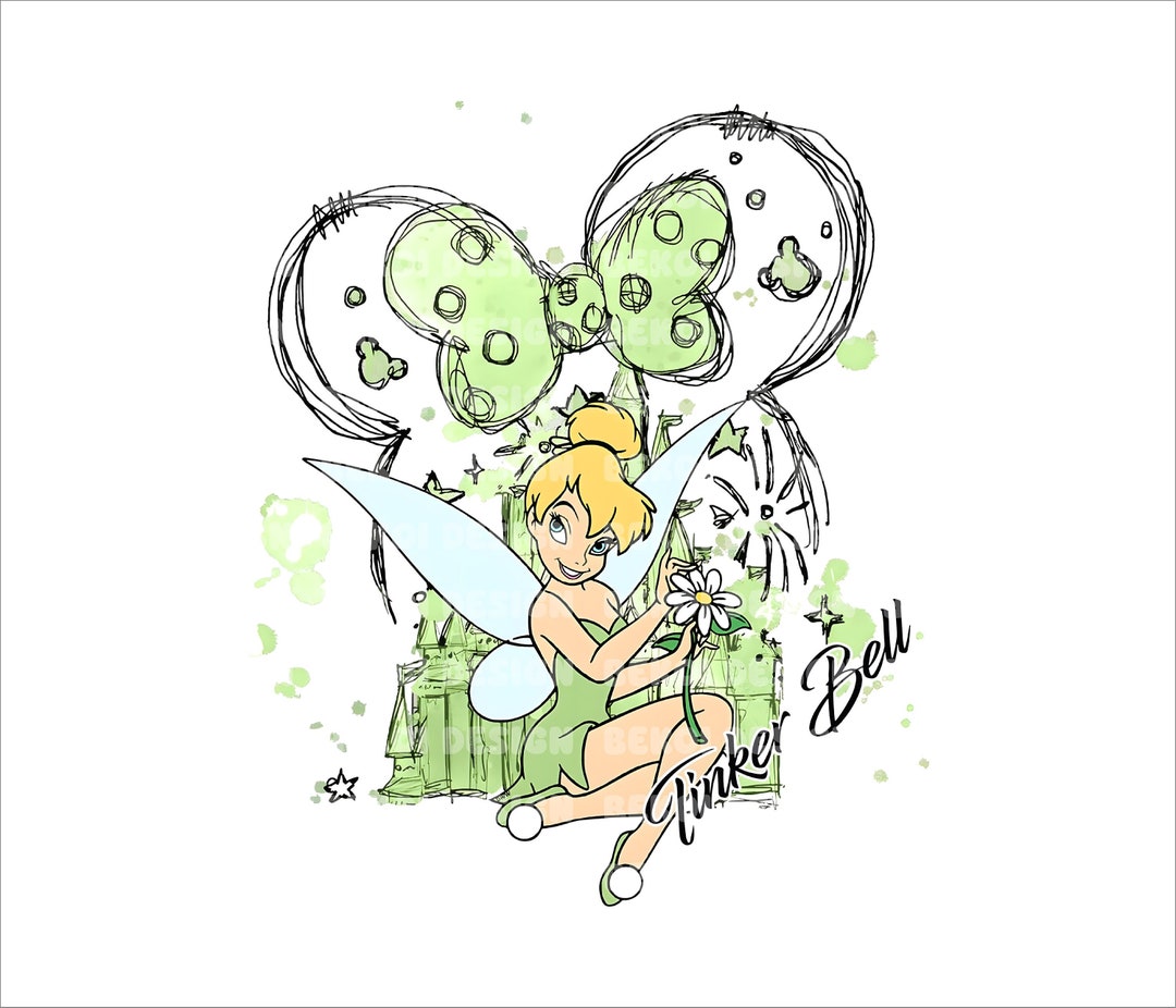 Retro Watercolor Tinkerbell Png, Tinkerbell Shirt Png, Tinkerbell ...