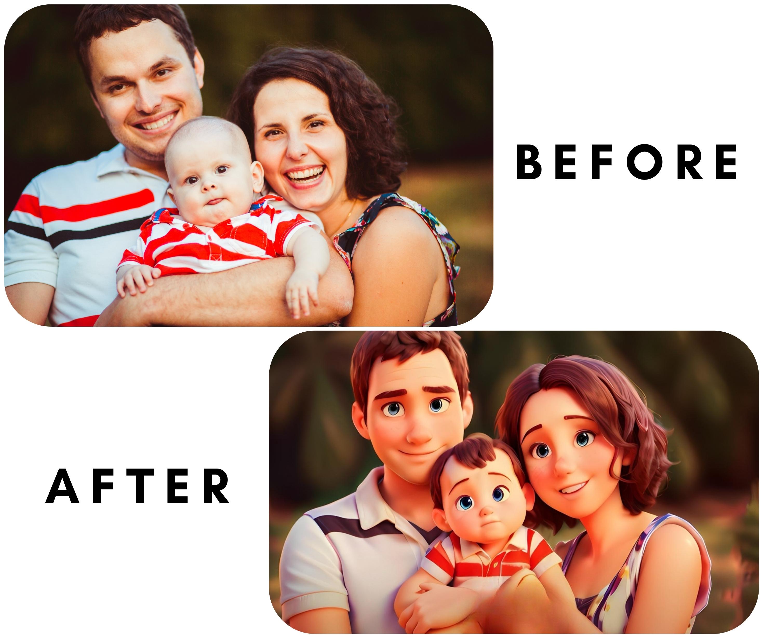 Pixar Style Portrait, Digital Custom Portrait, Custom Cartoon Photo, 3D ...