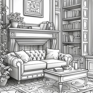 40 Isometric Modern Room Coloring Pages, Adult Coloring Book, Instant ...