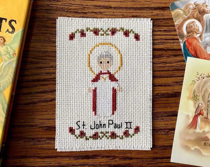 Catholic Cross Stitch Saint Catholic Homeschool St John Paul II Cross ...