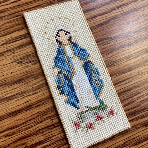 Catholic Cross Stitch Catholic Bookmark Cross Stitch Mother Mary Cross ...