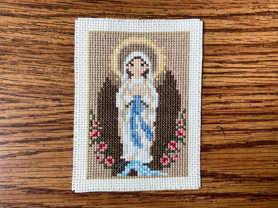 Catholic Cross Stitch Catholic Mary Cross Stitch Our Lady of Lourdes ...