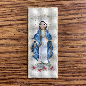 Catholic Cross Stitch Catholic Bookmark Cross Stitch Mother Mary Cross ...