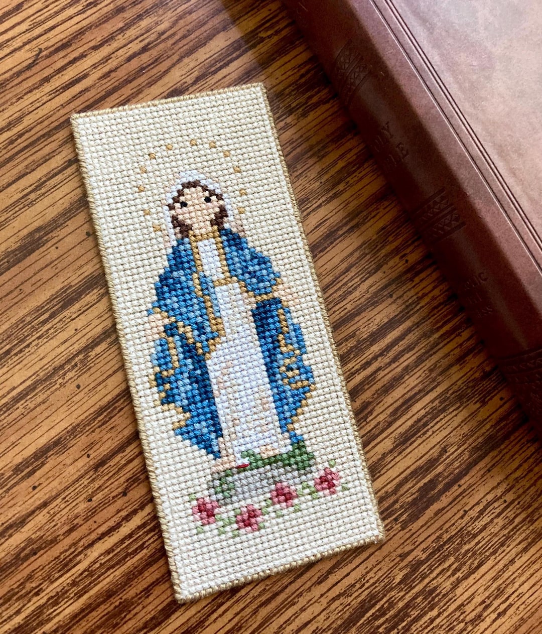 Catholic Cross Stitch Catholic Bookmark Cross Stitch Mother Mary Cross ...