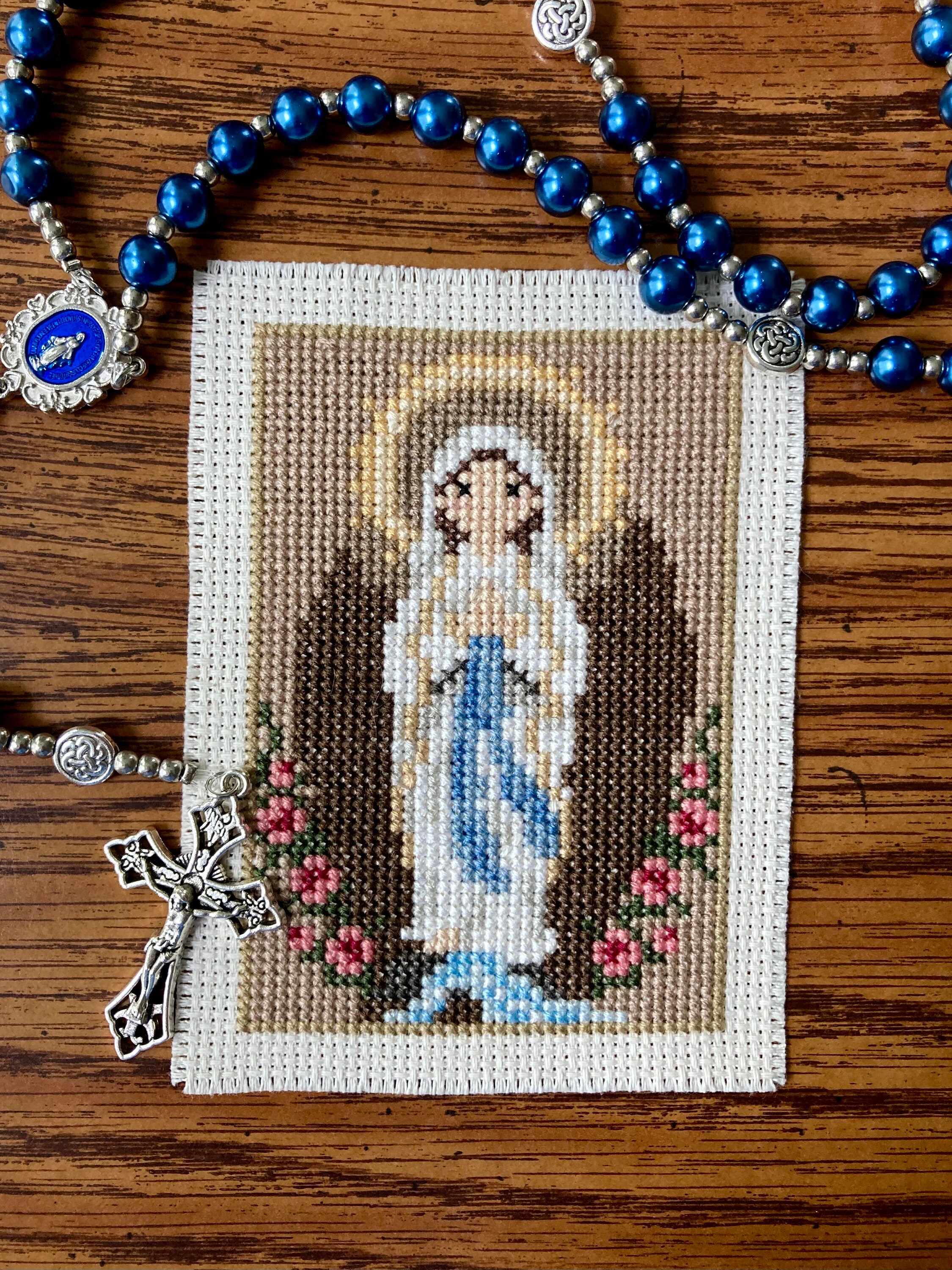 Catholic Cross Stitch Catholic Mary Cross Stitch Our Lady of Lourdes ...