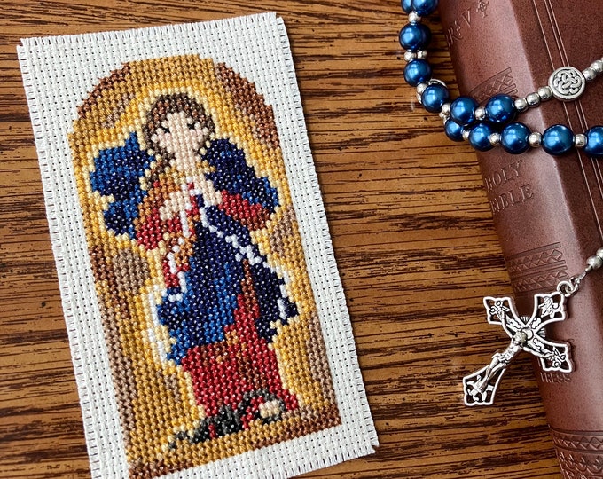 Catholic Cross Stitch Catholic Bookmark Cross Stitch Mother Mary Cross ...