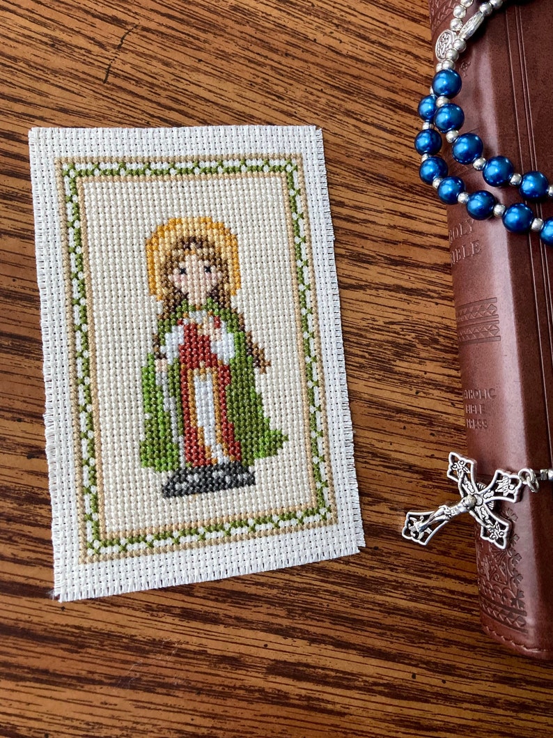 Catholic Cross Stitch St Dymphna Cross Stitch Saint Dymphna Cross ...