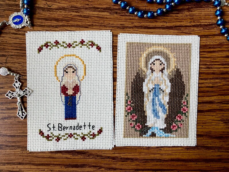 Catholic Cross Stitch Catholic Mary Cross Stitch Our Lady of Lourdes ...