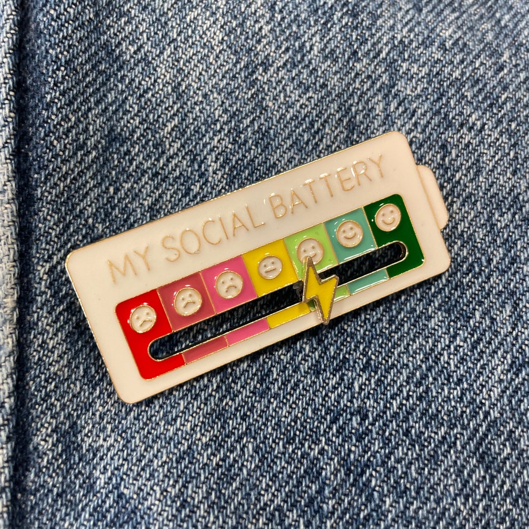 Sliding My Social Battery Enamel Mood Meter Pin for Introverts ...