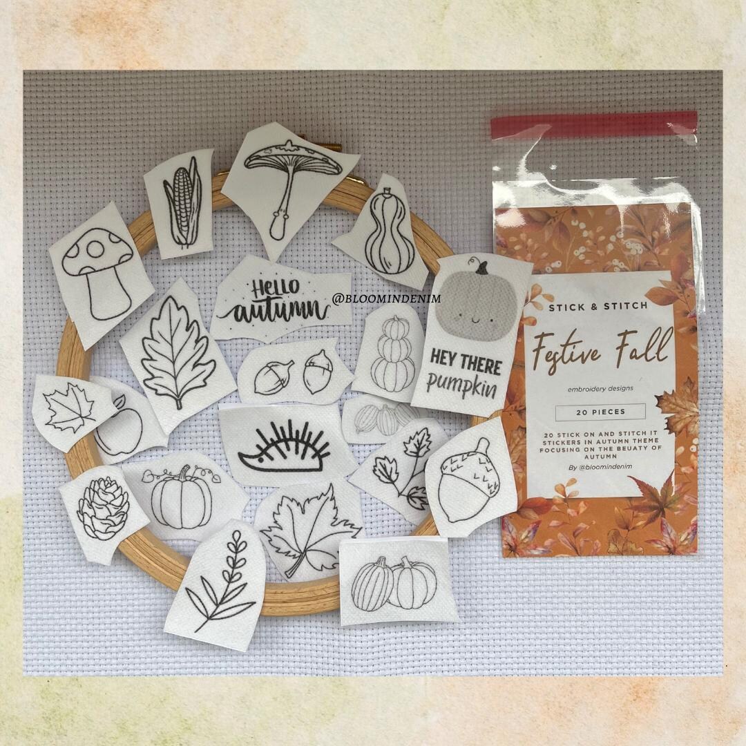 Festive Fall | Stick and Stitch Hand Embroidery Designs | Pack of 20 ...