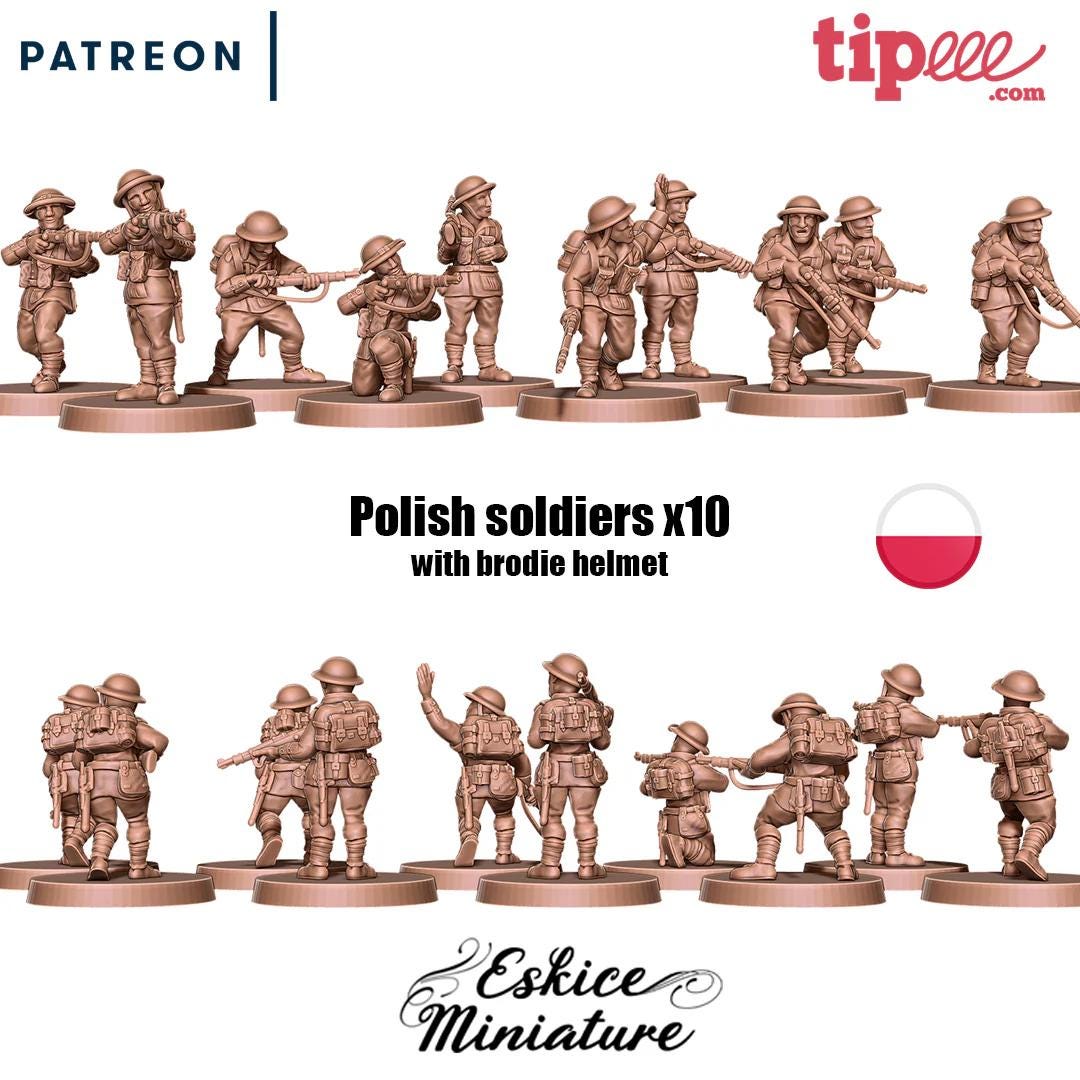 10 Polish Soldiers in Brodie Helmets, World War II, 15mm, 20mm, and ...