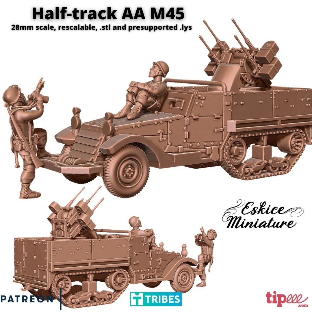 American Half-track AA Vehicle With M45, World War II, Scale 15mm, 20mm ...