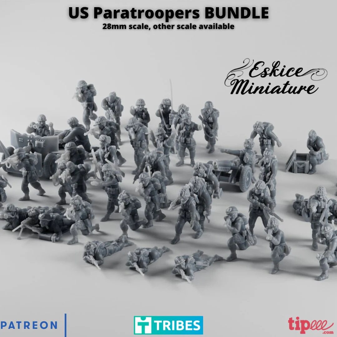 58 US Paratroopers, World War II, Scale 15mm, 20mm, and 28mm, WW2, Historical Wargame - Etsy