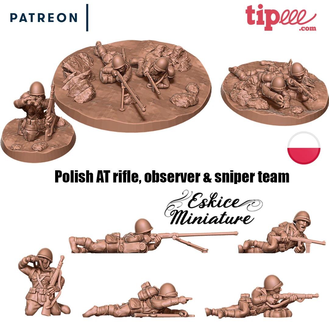 5 Polish Soldiers With Rifles, AT Rifle, Observer, and Sniper, World ...