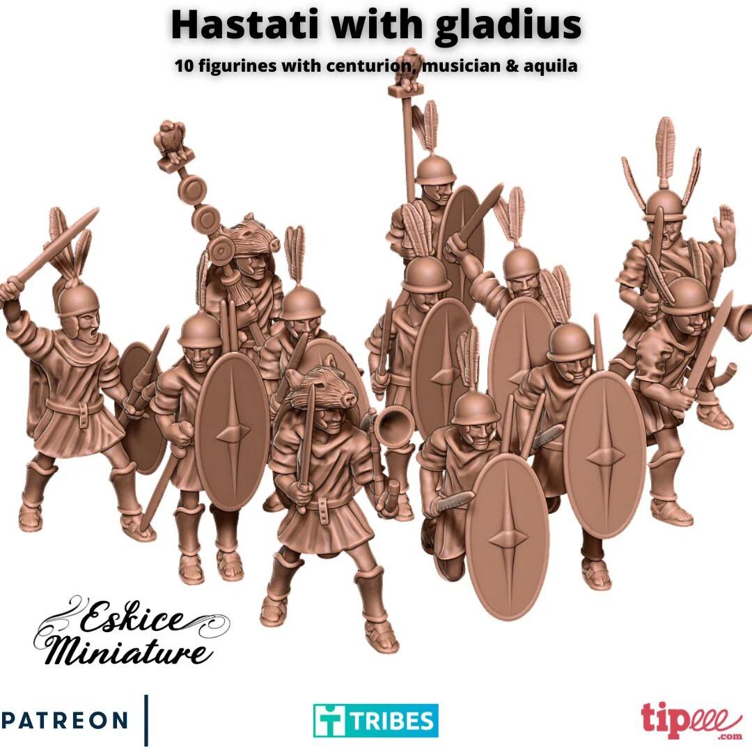 12 Roman Hastati With Gladius, Antiquity, 15mm, 20mm, and 28mm ...