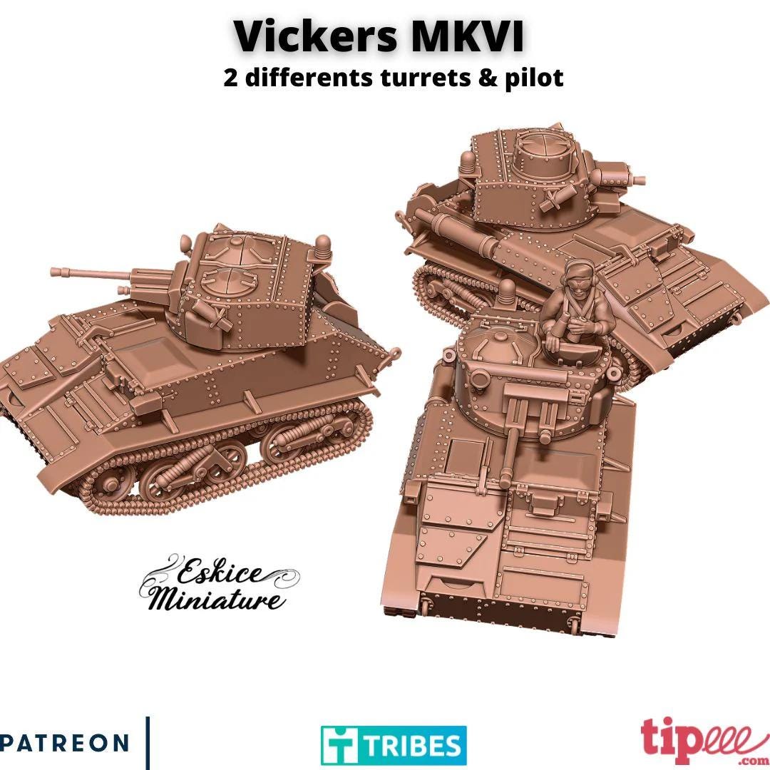 Vickers MKVI B & C Tank With Tank Commander, World War II, Scale 15mm ...