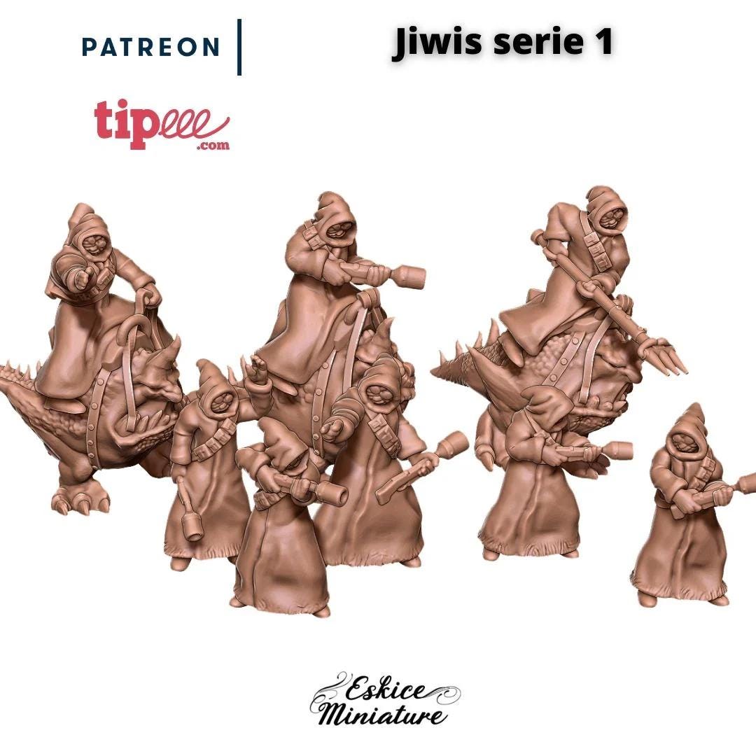 5 Jawa Figures and 3 Jawas on Blurrgs, 3D Print 35mm or 40mm for SW ...