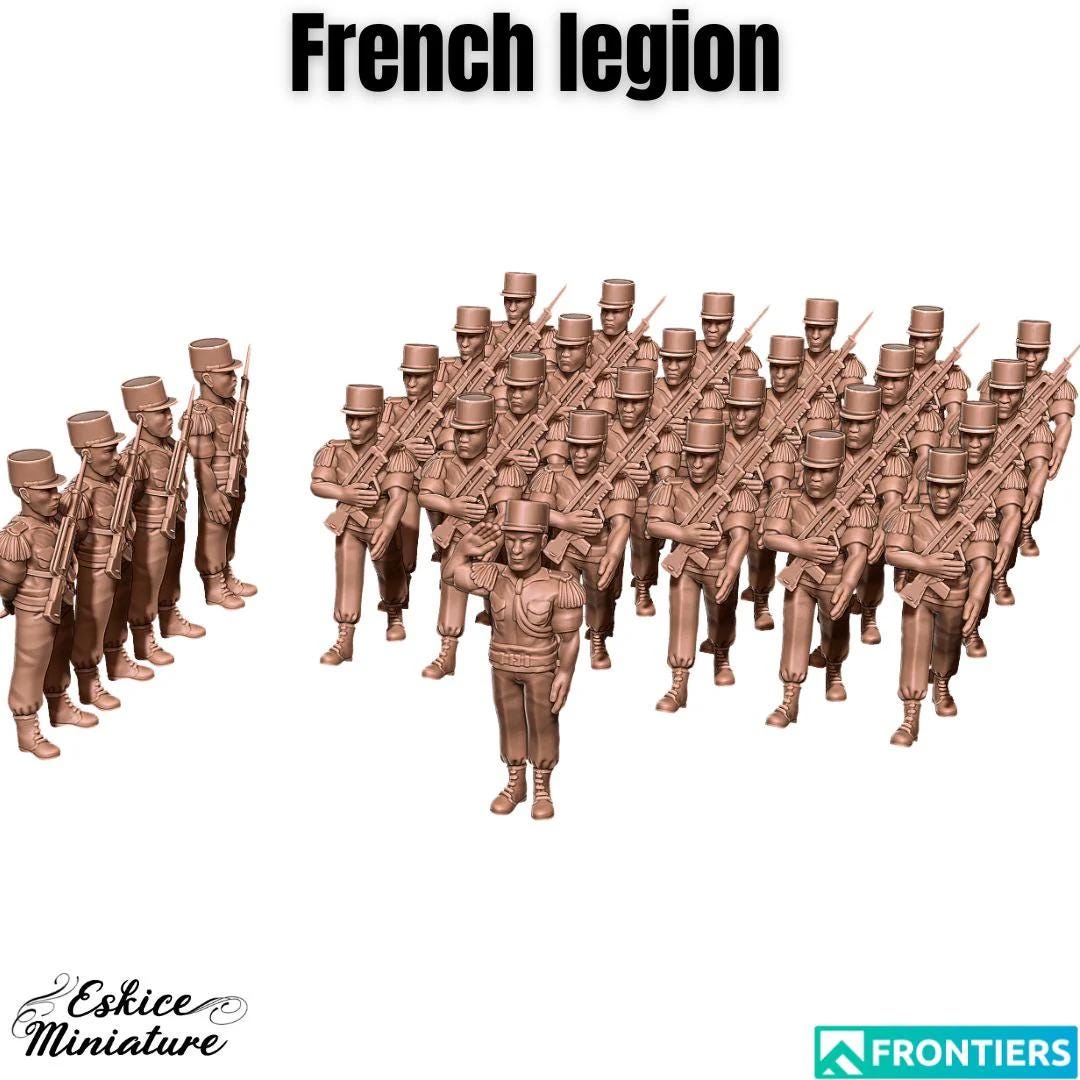 10 Legionnaires in Parade, French Military Figure, Scale 15mm, 20mm ...