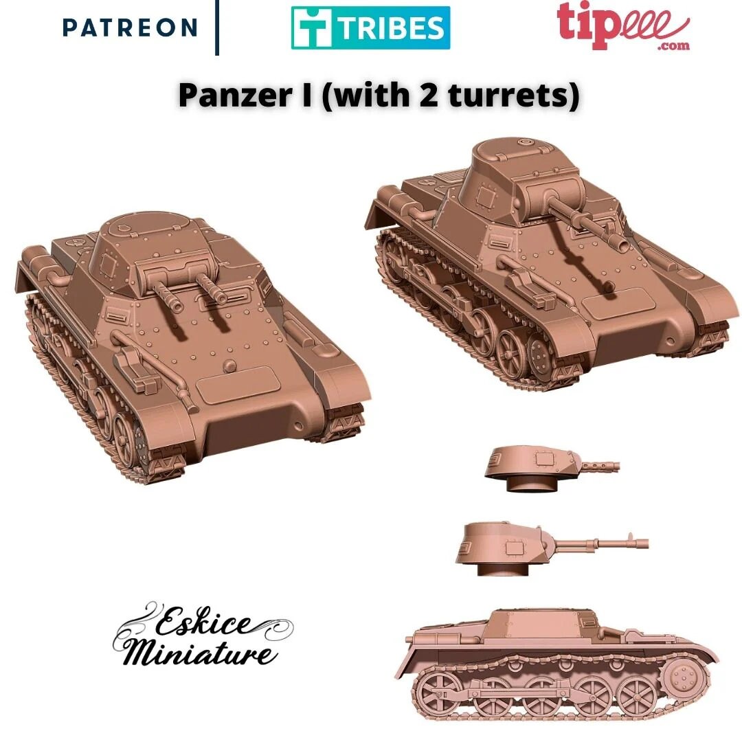 German Light Tank Panzer I, World War II, Scale 15mm, 20mm, and 28mm ...