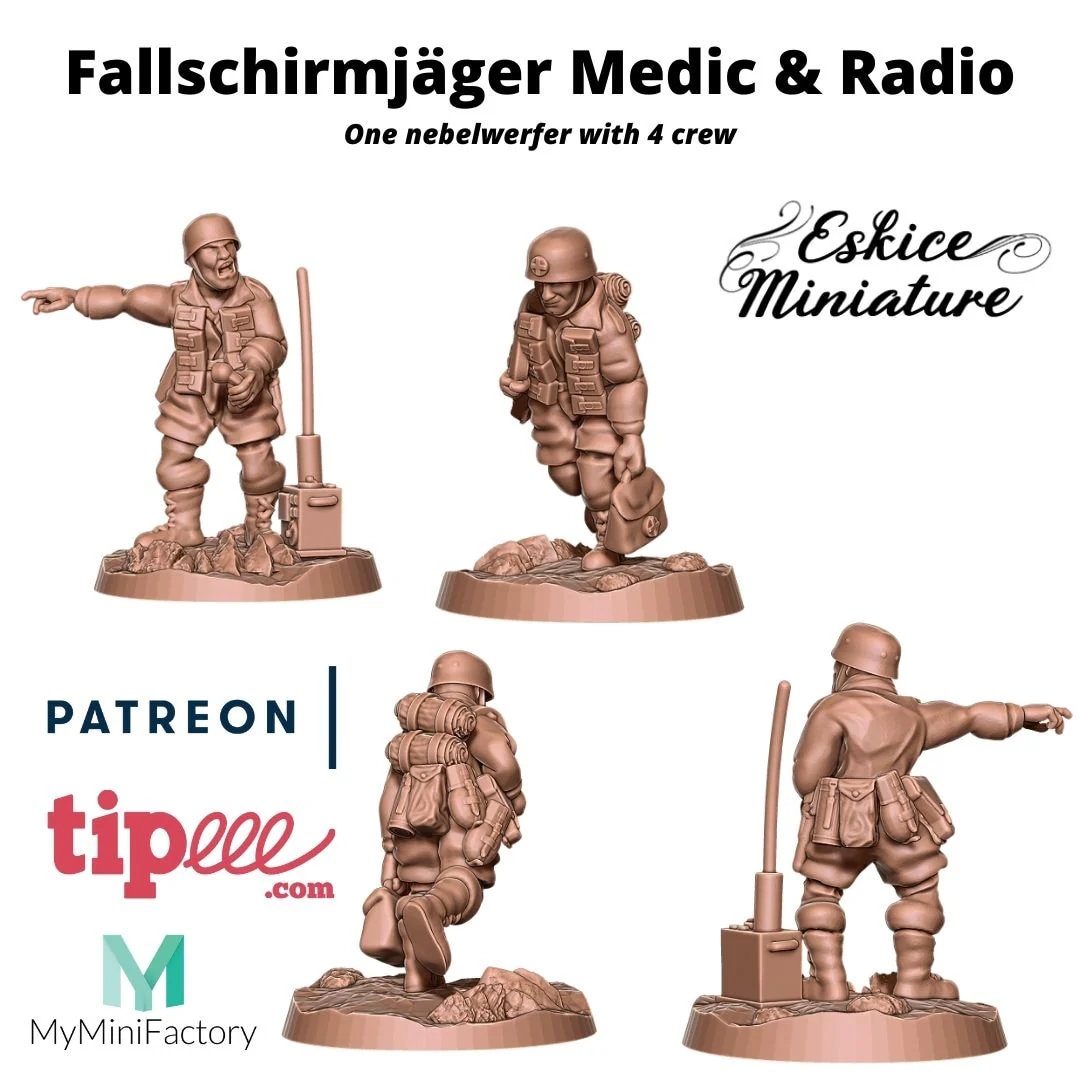 2 Fallschirmjäger - Medic and Radio Operator, World War II, Scale 15mm ...