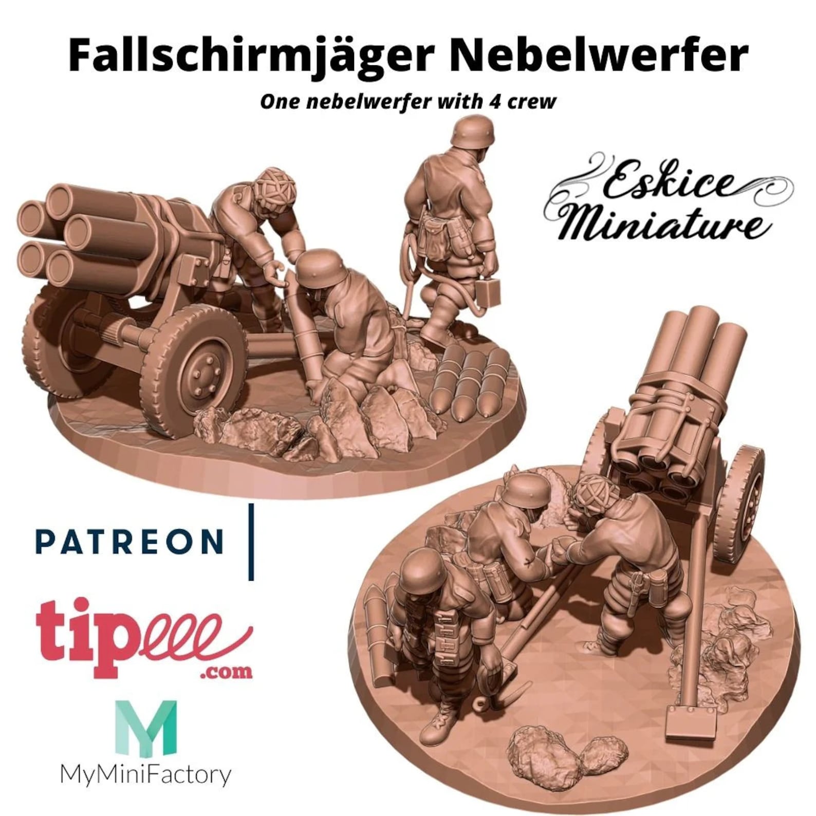 German Multiple Rocket Launcher Nebelwerfer, World War II, Scale 15mm ...