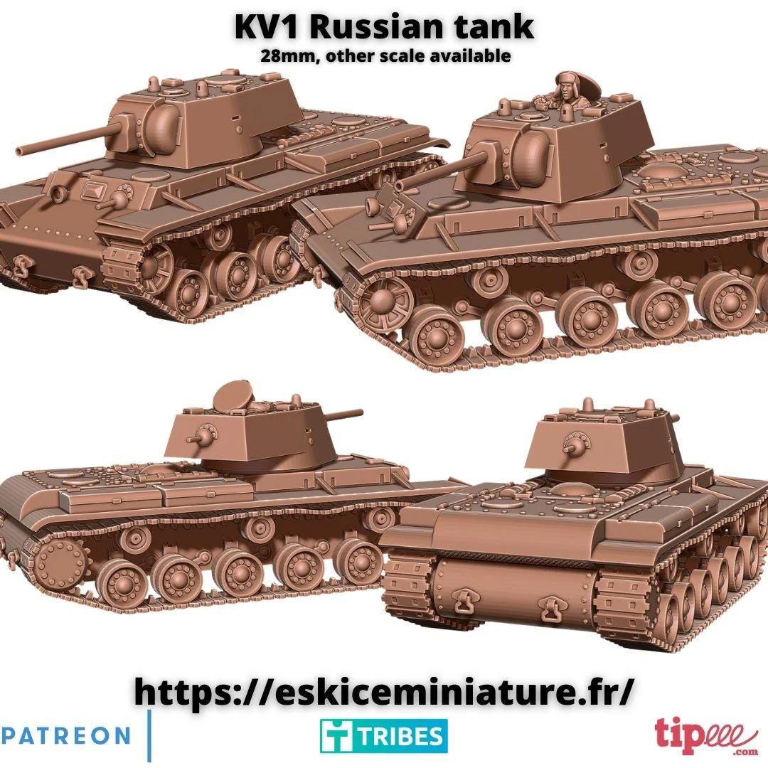 Russian KV1 Tank, Second World War, Scale 15mm, 20mm, and 28mm, WW2 ...