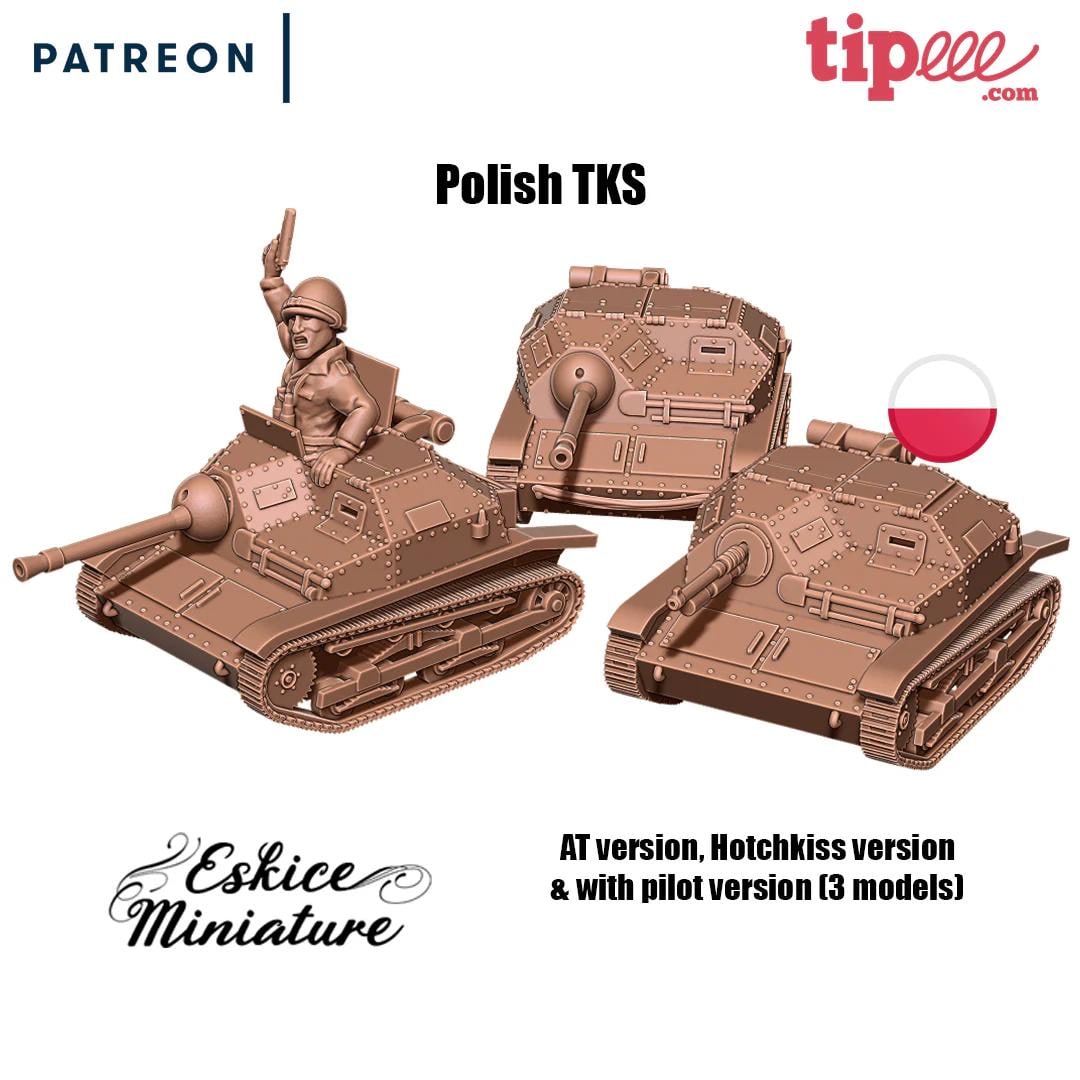 Polish TKS Tankette, World War II, Scale 15mm, 20mm, and 28mm, WW2 ...