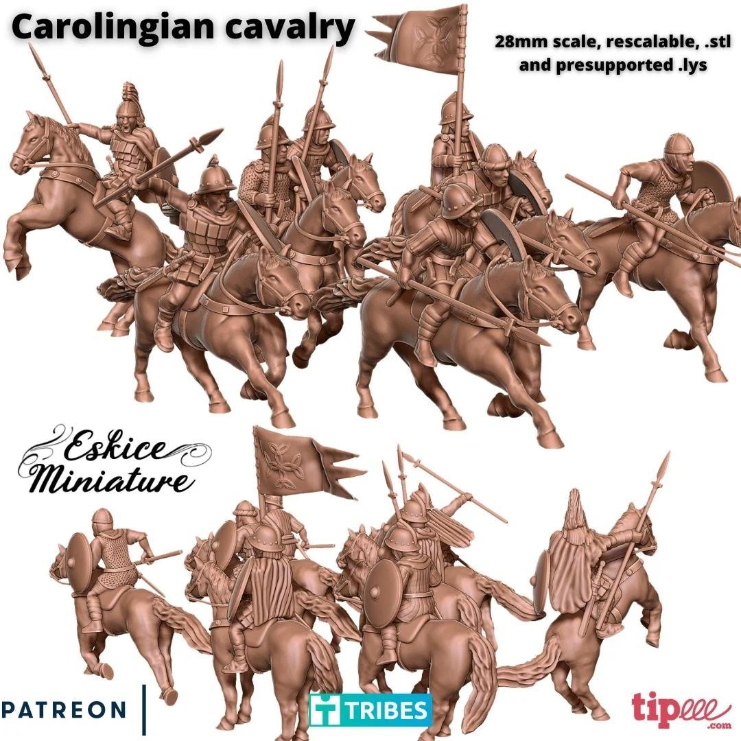 8 Carolingian Horsemen, Dark Age, 15mm, 20mm, and 28mm, Historical ...