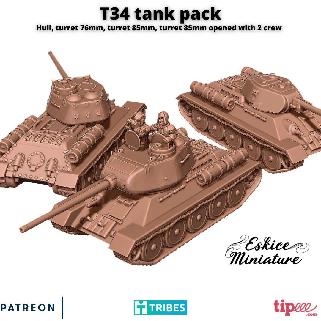 Russian Tank T34, World War II, 15mm, 20mm, and 28mm Scale, WWII ...