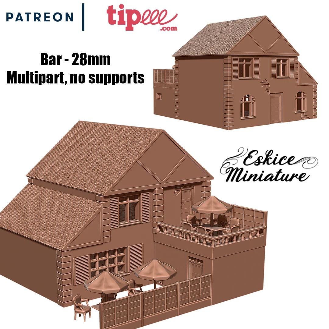 Bar Restaurant Scenery, World War II Building, 15mm, 20mm, and 28mm ...