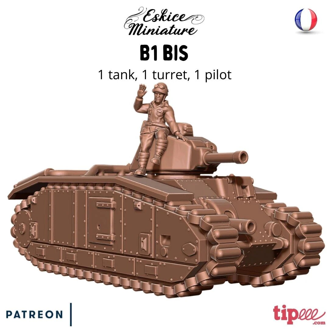 French Tank B1 Bis, World War II, Scale 15mm, 20mm and 28mm, WW2 ...