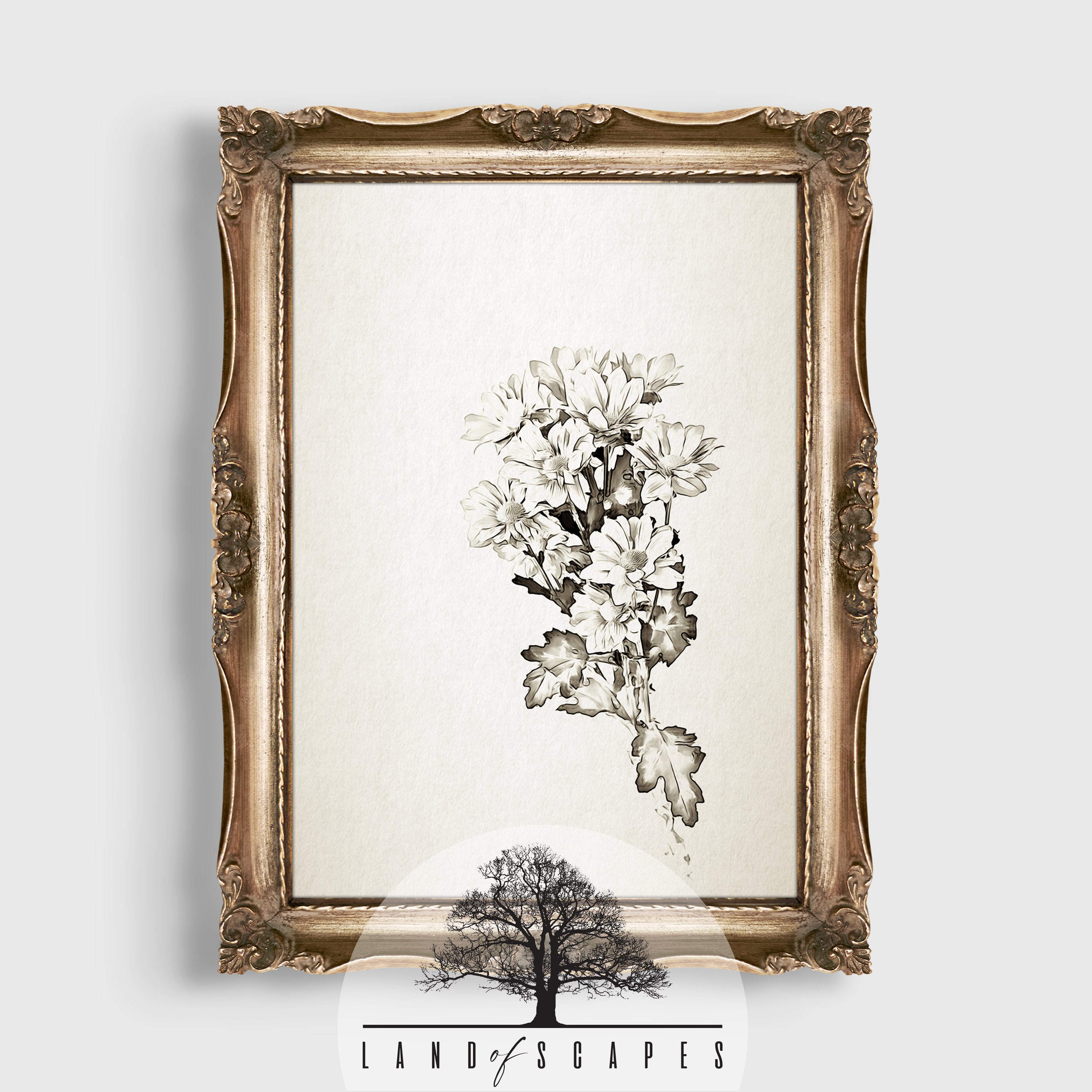 Vintage Style Flower Art | Simple Bouquet of Flowers Print | Floral ...