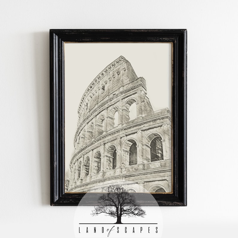 Vintage Look Roman Colosseum Art Antient Roman Structures Print Classic ...
