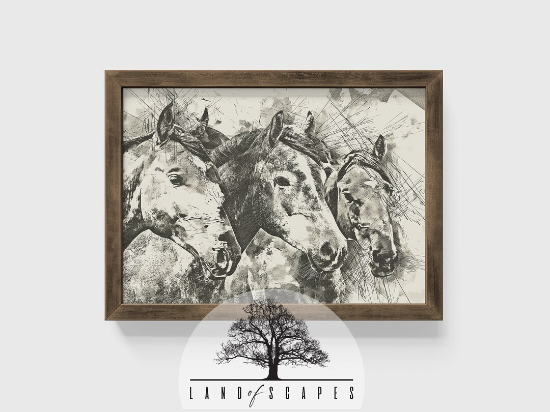 Vintage Ruff Horse Sketch Art | Classic Style Horse Print | Farm and ...
