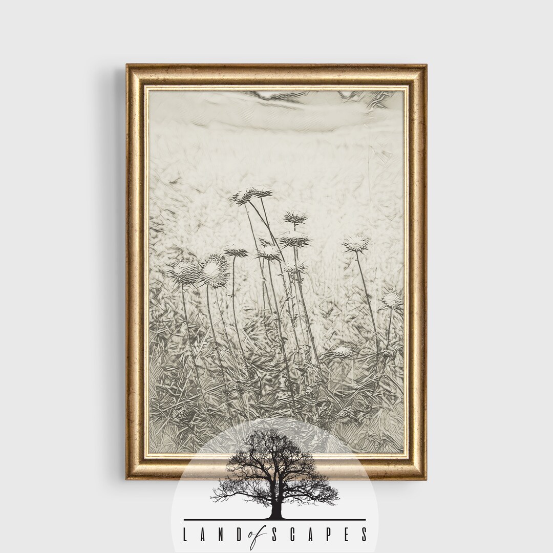 Vintage Style Wildflower Print | Field of Flowers Landscape Design ...