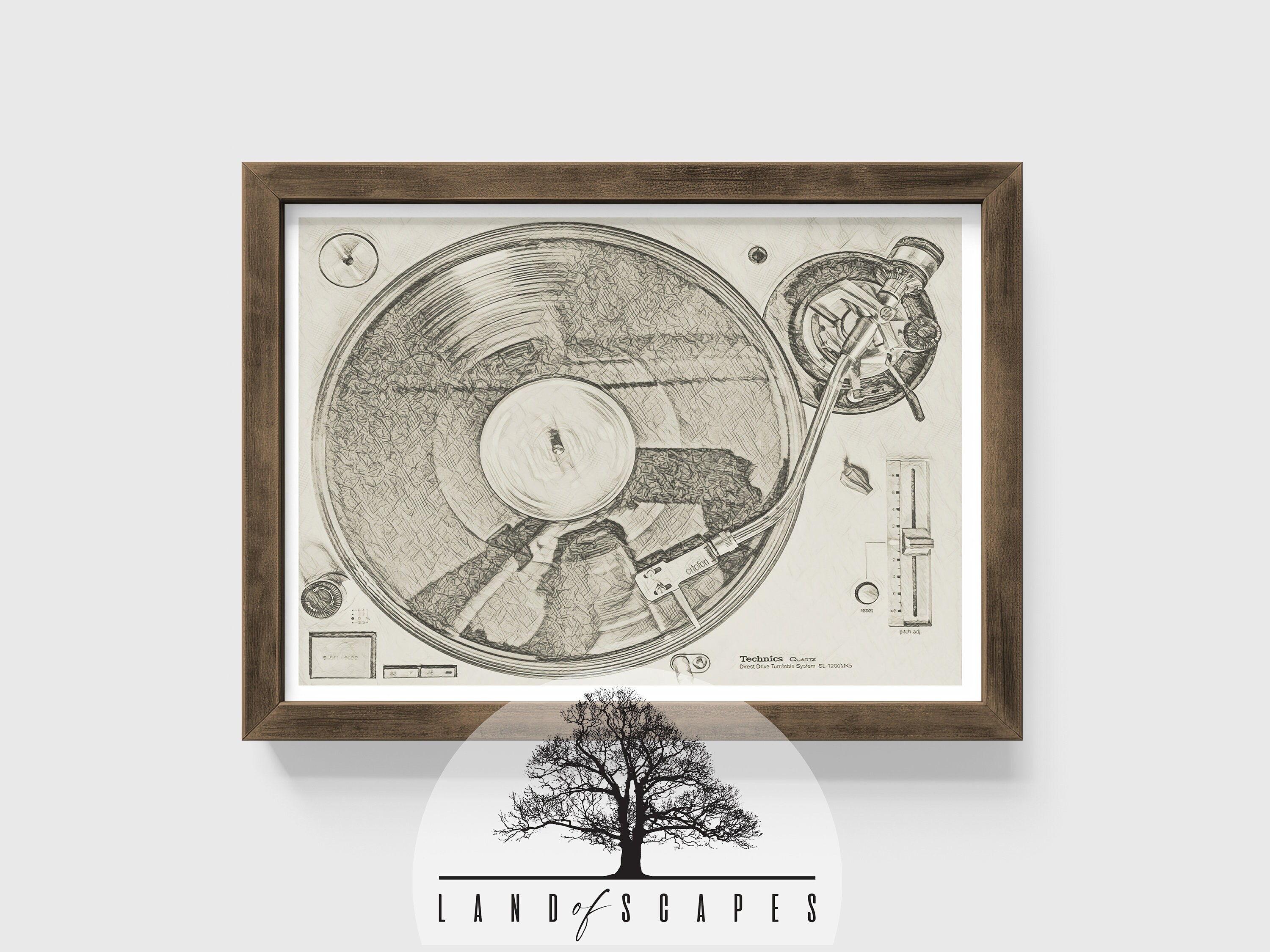 Vintage Style Turntable Art | Technique Style Record Player Print ...