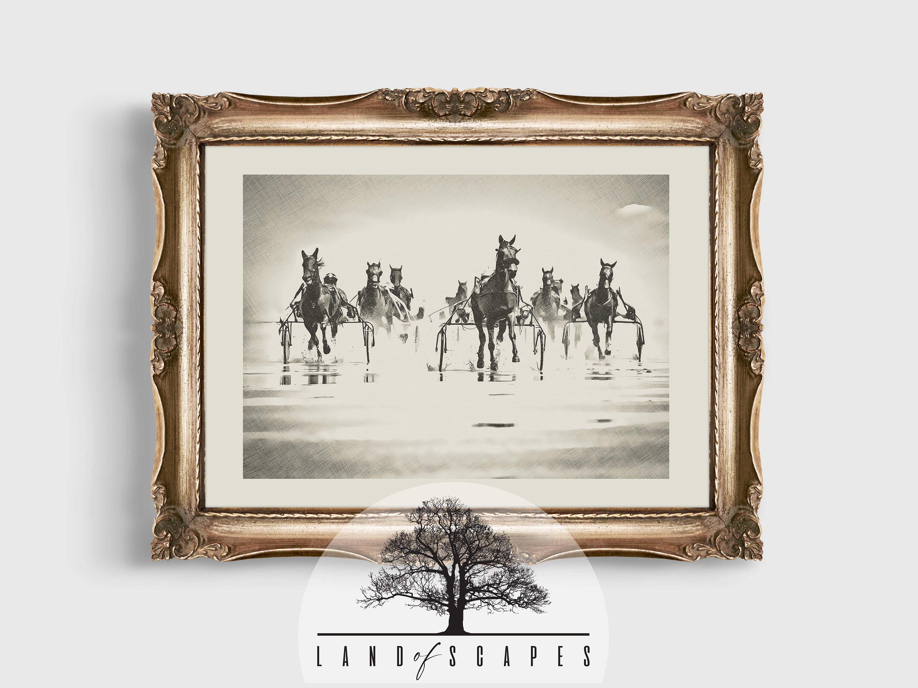 Horse and Harness Racing | Vintage Horse and Cart Print | Equestrian ...