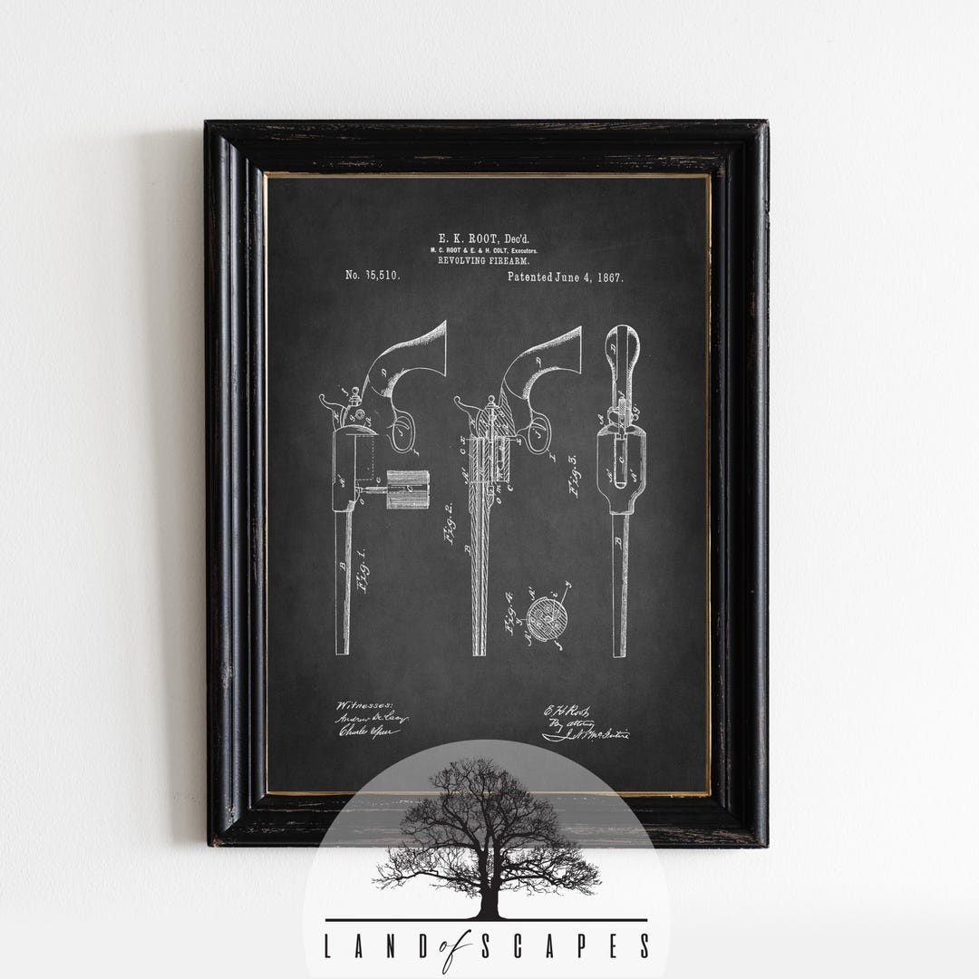 Colt Revolver Patent Art Print | Classic Gun Inventions Original Colt ...