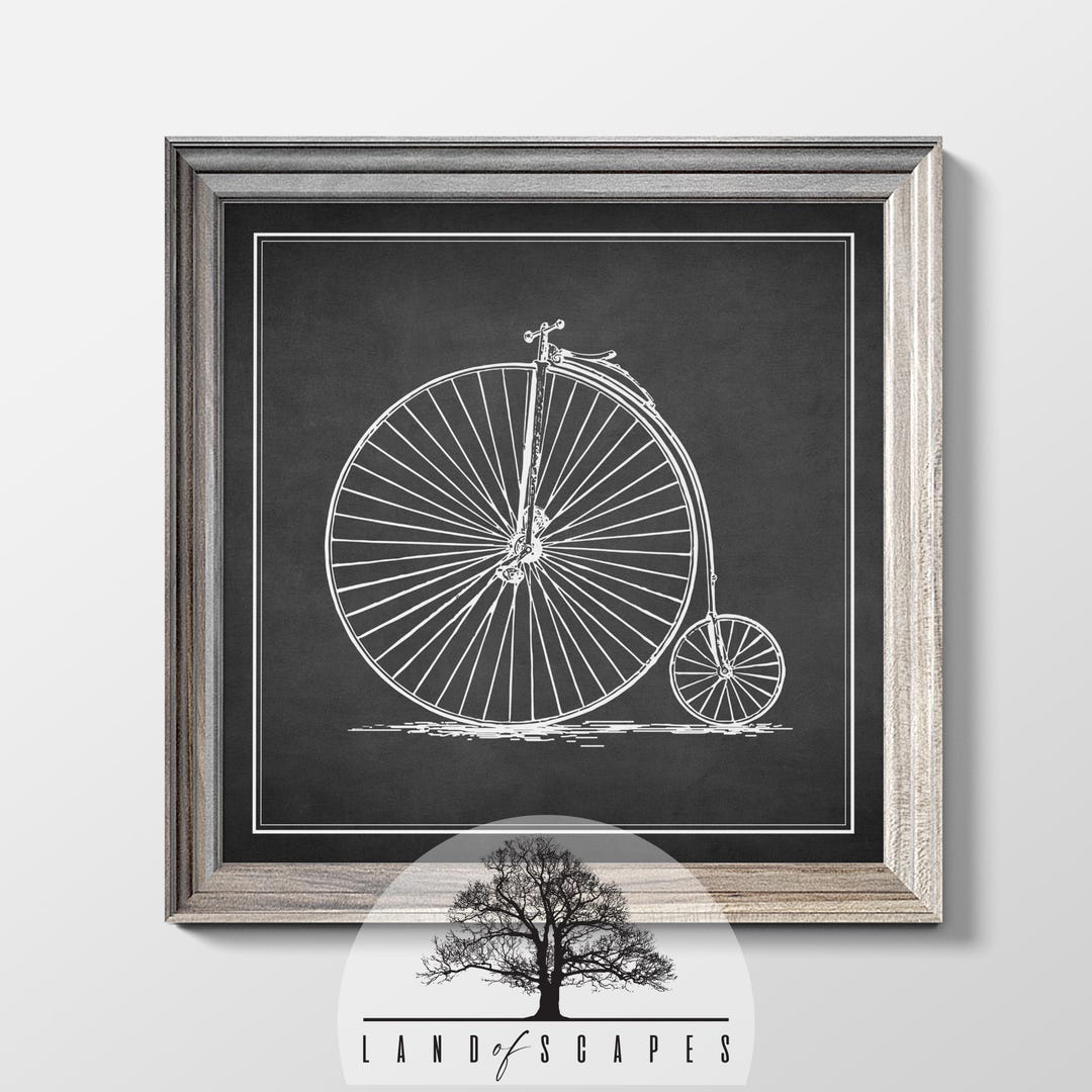 Classic Big Wheel Bicycle Art Print | Vintage Penny Farthing Style ...