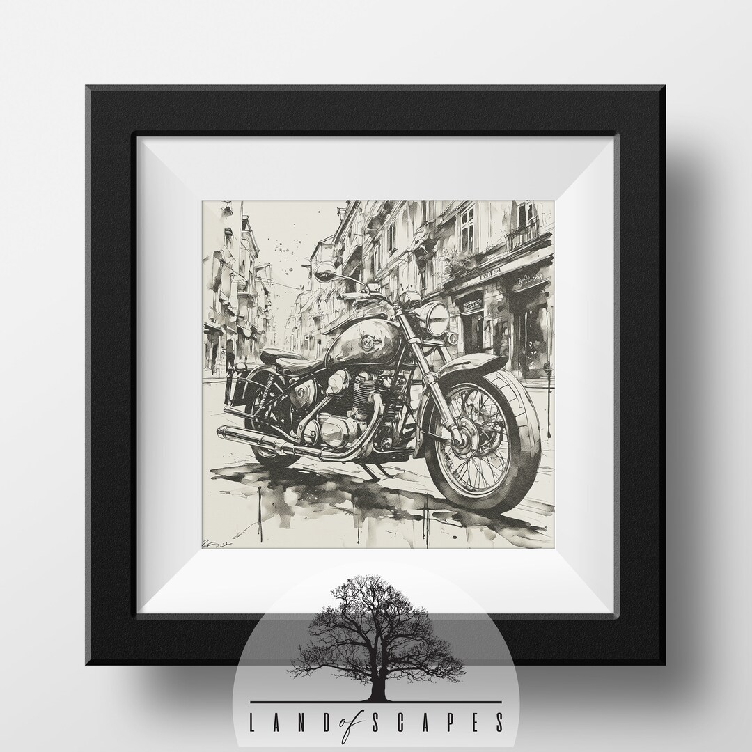 Motorcycle Old School Print | Vintage Style Motorbike Art | Classic ...