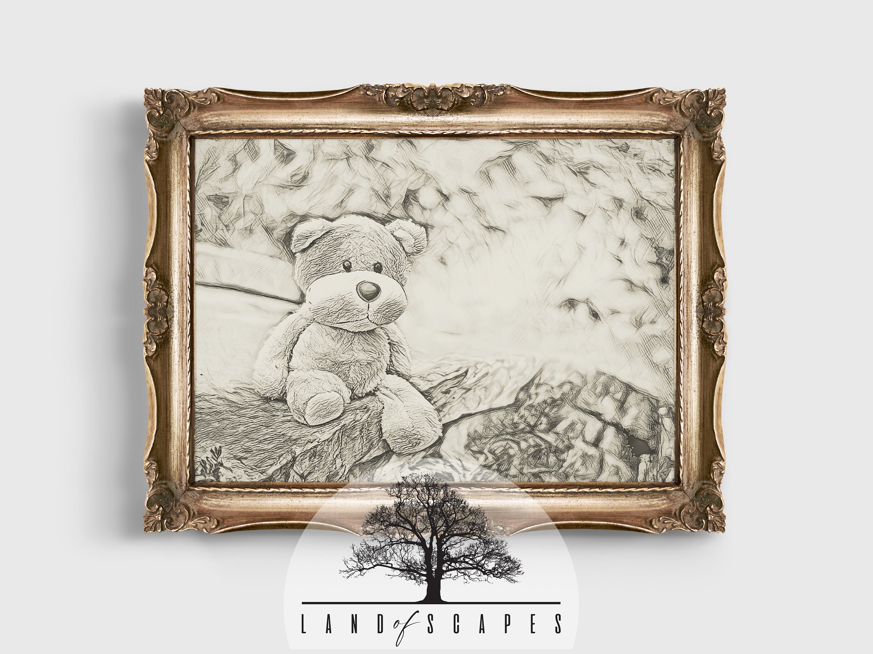 Vintage Teddy Bear Sketch Art Print: Classic Stuffed Animal Design ...