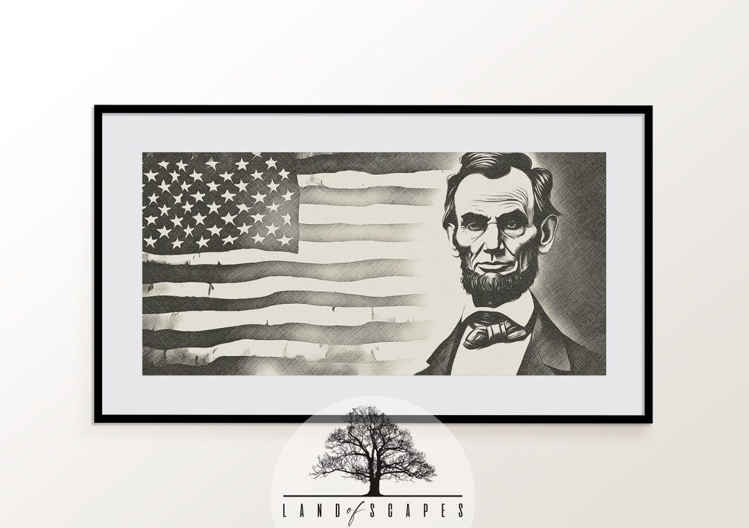Vintage Look Americana Art | Sketch Style Design of Abraham Lincoln ...