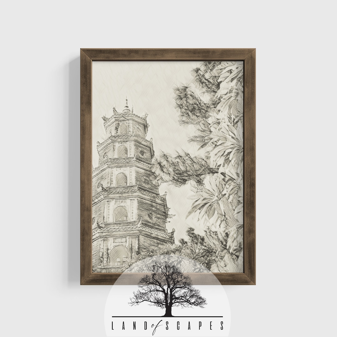 Vintage Style Pagoda Art | Asian Historical Pagoda Print | Classic ...
