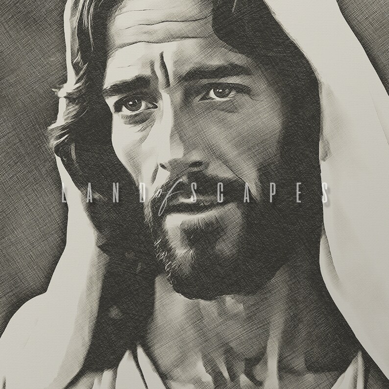 Unique Religious Art Sketch Style Portrait of Jesus as Portrayed Design ...