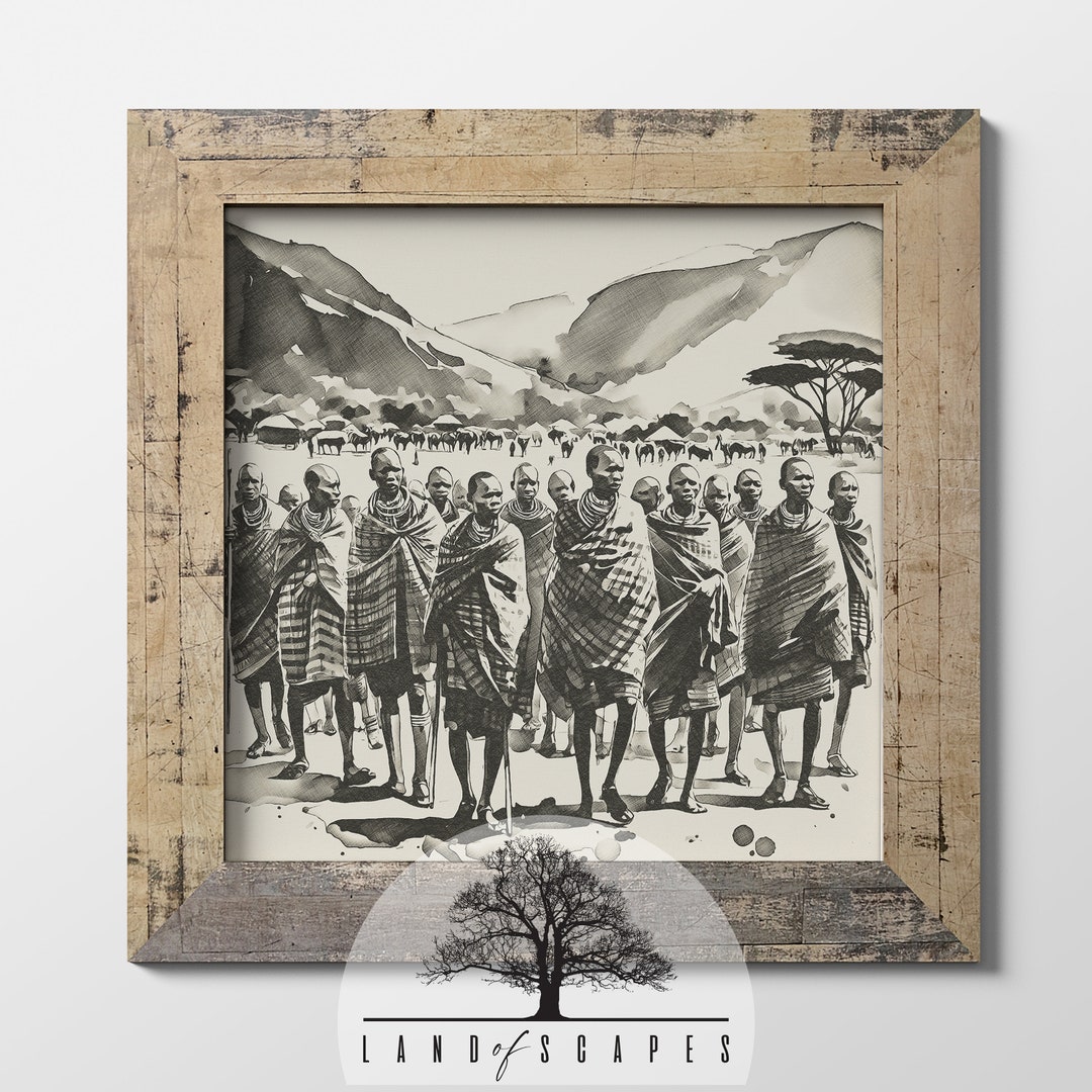 Unique Sketch Style African Tribe Art Print | Vintage Cultural Home ...