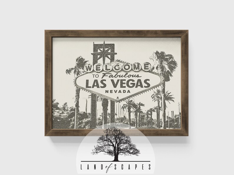 Vintage Las Vegas Sign Art Print: Classic Vegas Strip Design (digital ...