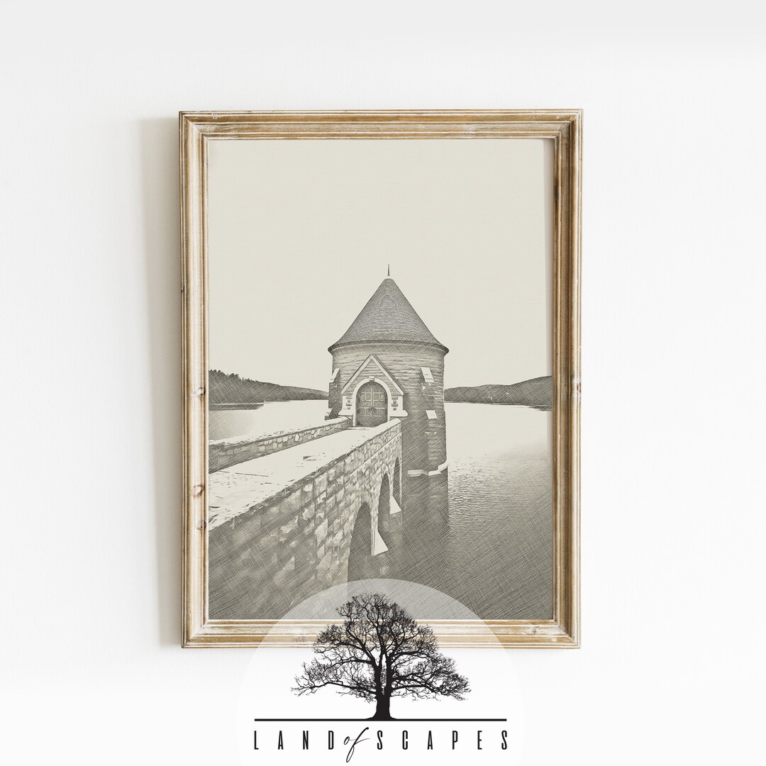 Vintage Stone Building Art | Classic Structures and Bridges Print ...