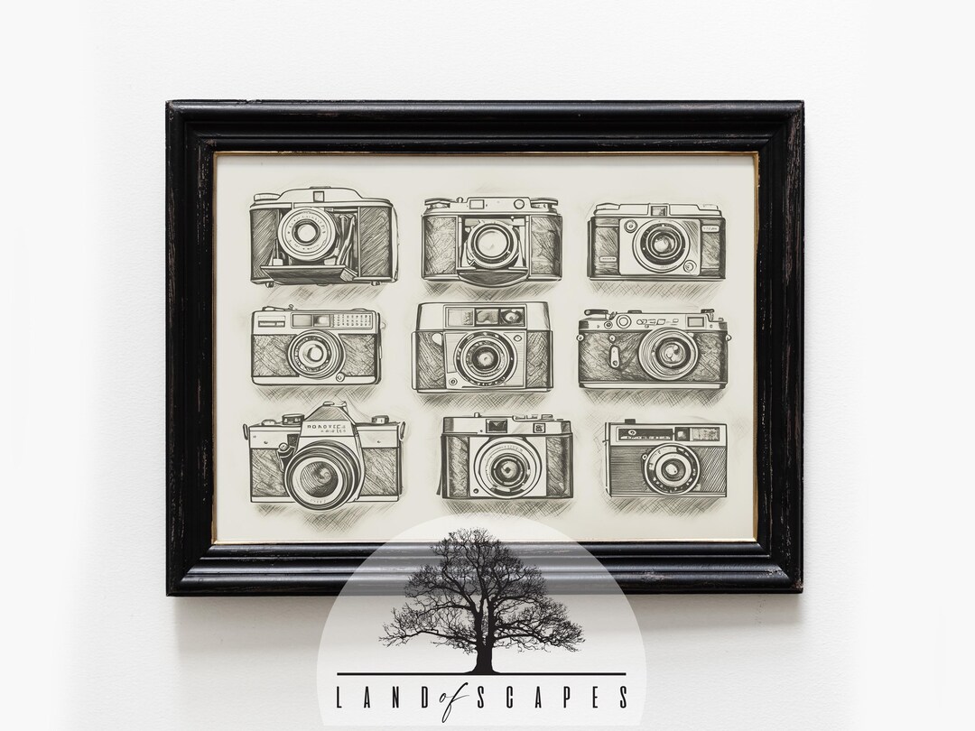 Classic Nine Old Camera Layout Sketch Style Art Print | Unique Vintage ...